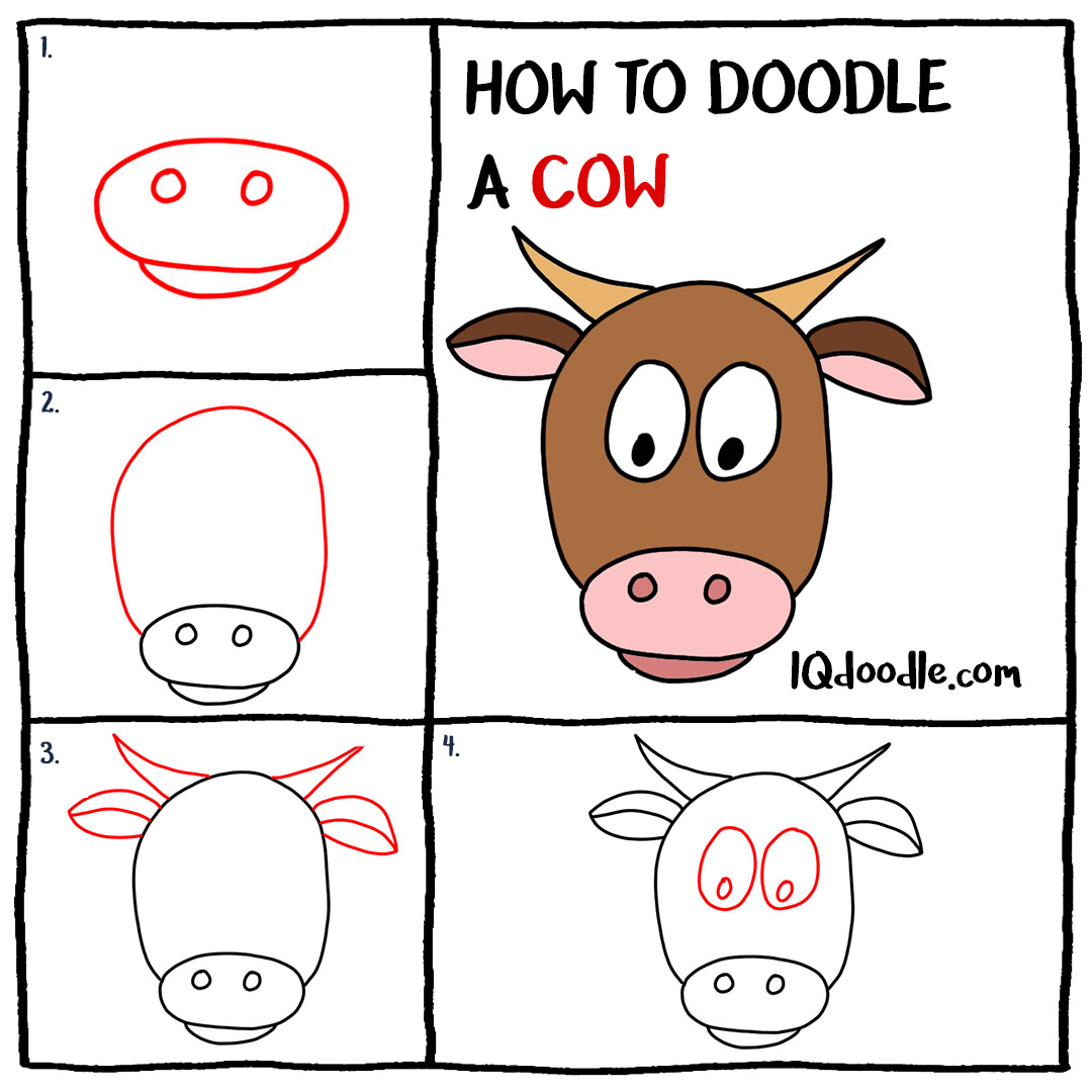 How to Doodle a Cow Head - IQ Doodle School